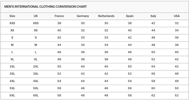 International Size Guide | AWDis Size Guide | AWDis
