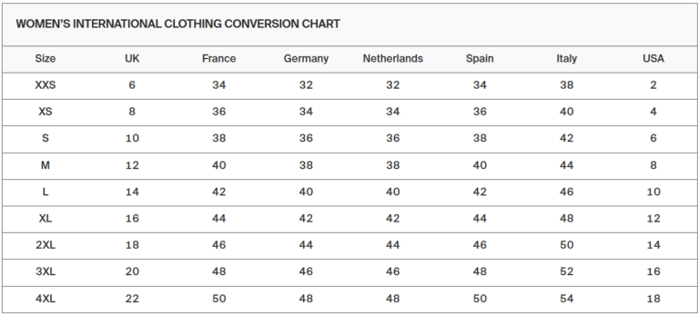 International Size Guide | AWDis Size Guide | AWDis
